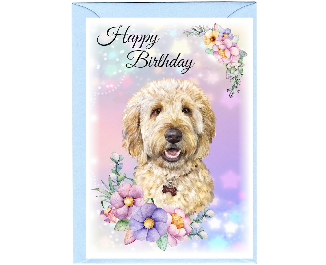 Golden Doodle / Labradoodle Dog happy Birthday - Etsy