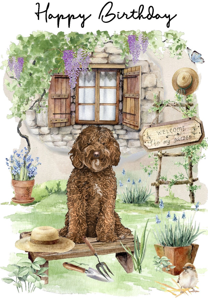 Labradoodle / Doodle Dog happy Birthday Card - Etsy