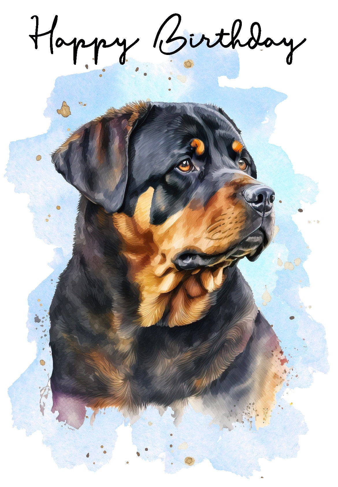 Rottweiler Dog "happy Birthday" Card (6"x 4") With Envelope. Blank ...