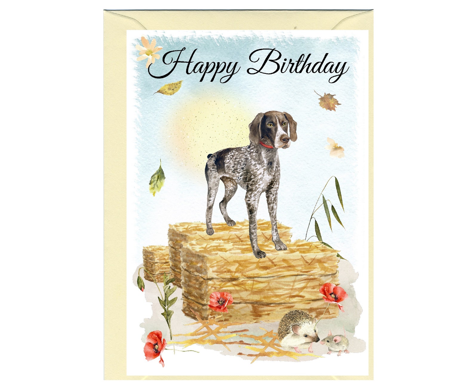 German Shorthaired Pointer Dog Happy Birthday Card | Etsy
