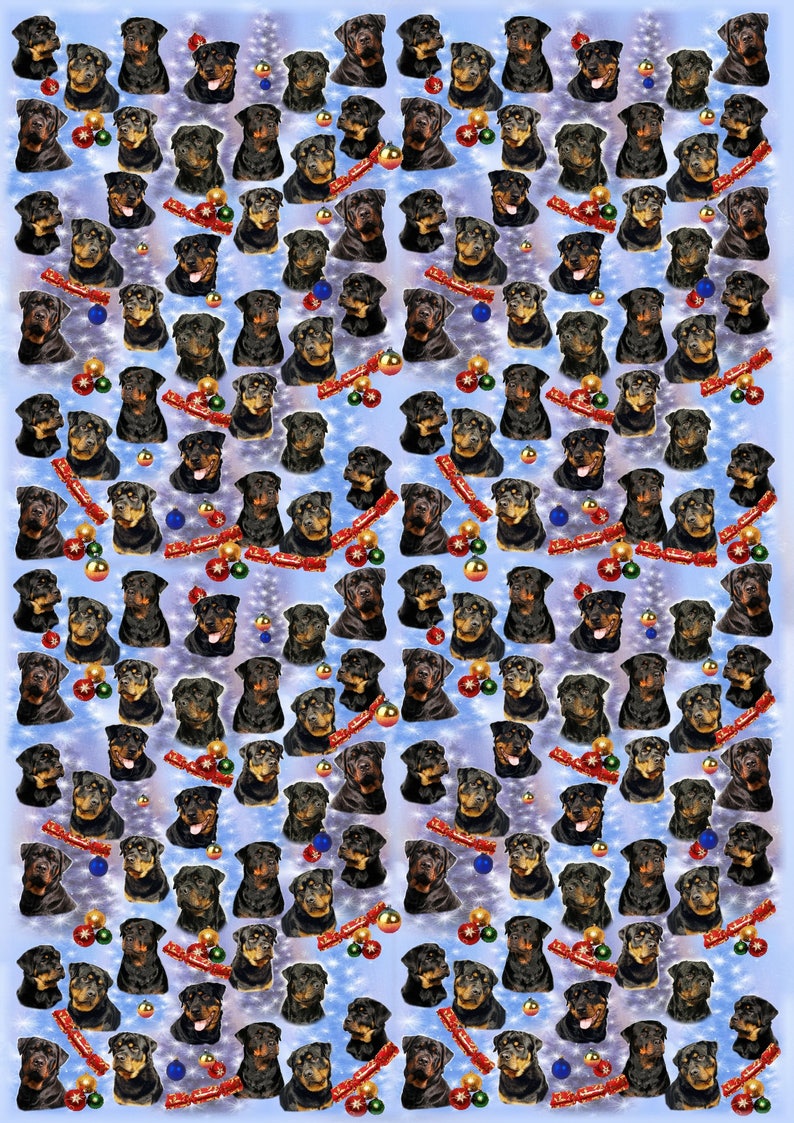 Rottweiler Dog Christmas Gift Wrapping Paper. - Etsy