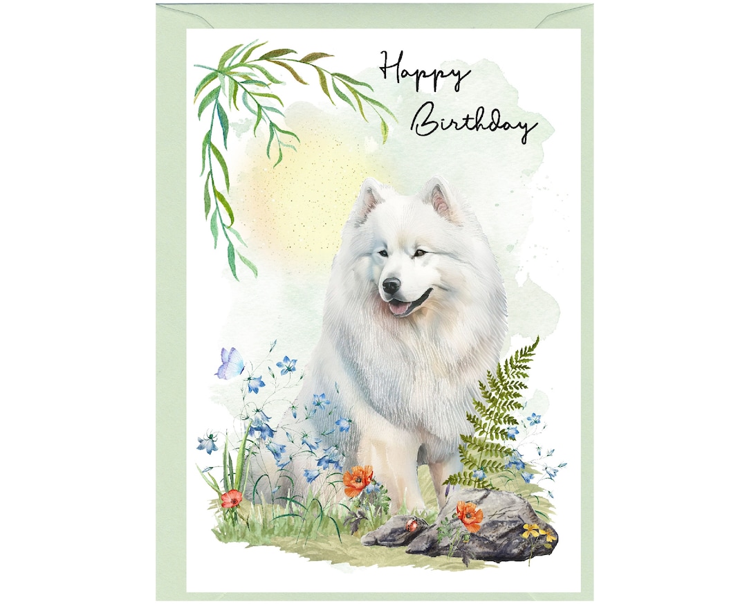 Samoyed Dog happy Birthday Card 6 X - Etsy