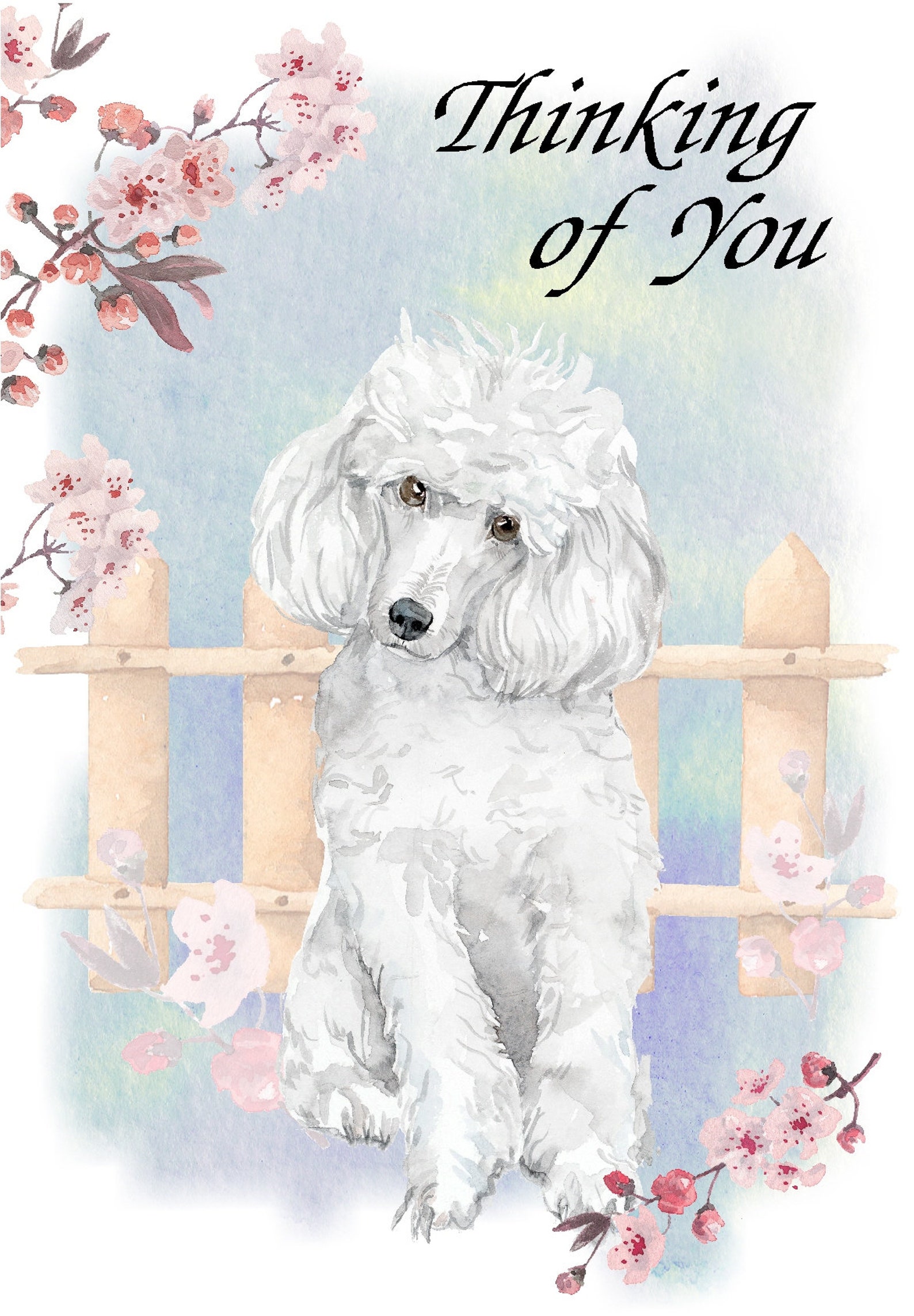 Poodle (white) Dog "thinking of You" Card (6" X 4") With Envelope ...