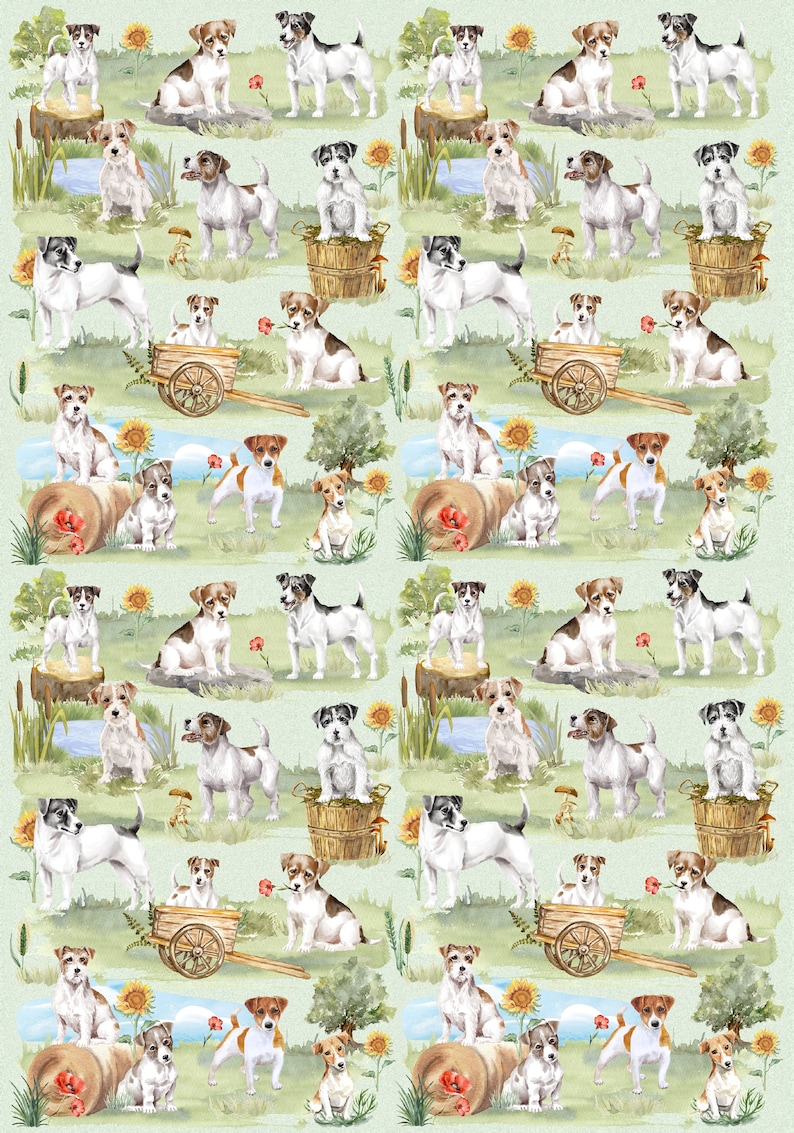 Jack Russell Terrier Dog Gift Wrapping Paper - One Sheet of Semi Gloss ...