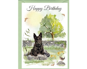 Birthday Scottie Dog With Balloons Card WWBD211 - Etsy