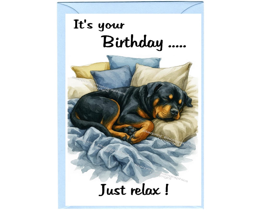 Rottweiler Dog Birthday Card (6"x 4") With Envelope. Blank Inside for ...