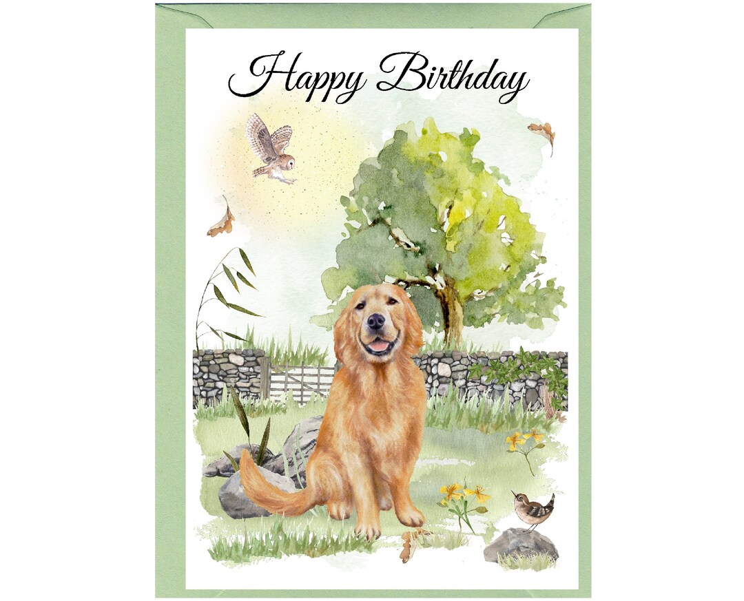 Golden Retriever Dog happy Birthday Card 6 X 4 With Envelope Blank ...