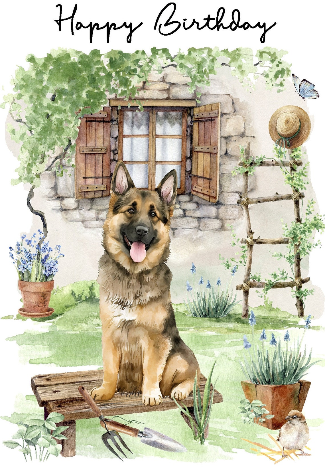 German Shepherd Dog happy Birthday Card 6 X - Etsy UK