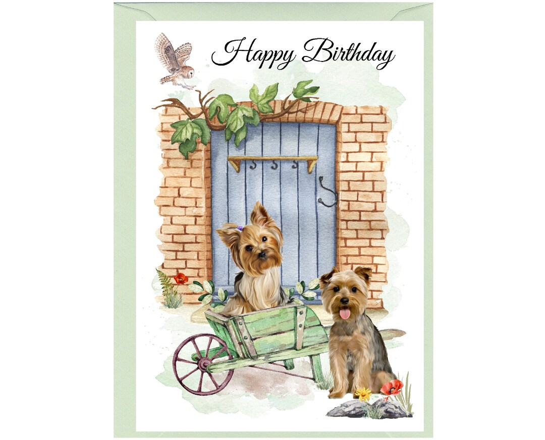 Yorkshire Terrier / Yorkie Dog "happy Birthday" Card (6"x 4") With ...