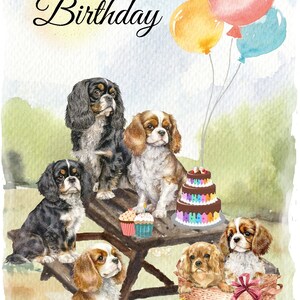 Cavalier King Charles Spaniel Dog "happy Birthday" Card (6" X 4") With ...