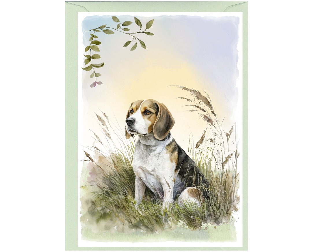 Personalised Beagle Hound Dog Greetings Card /notelet (6" X 4") With ...