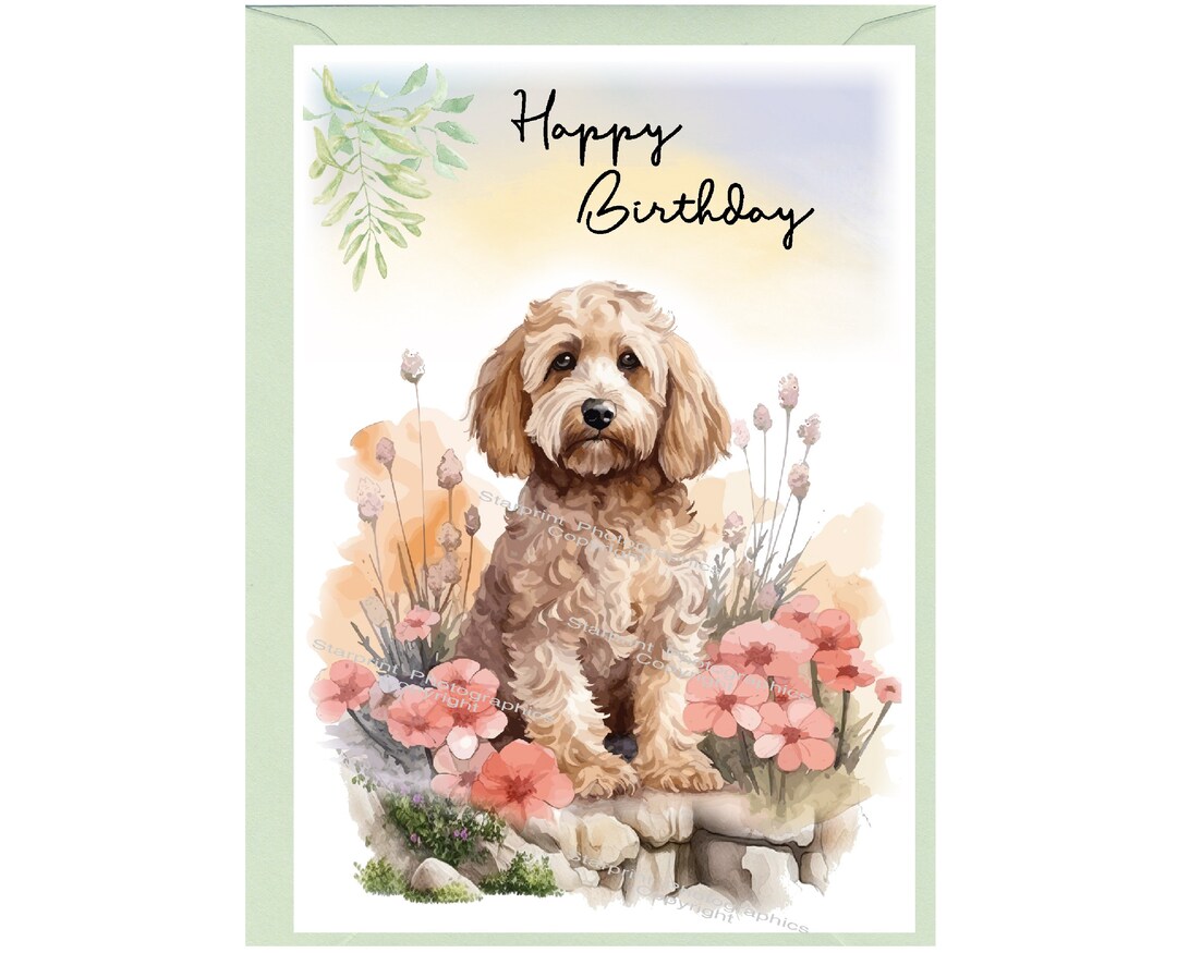 Cockapoo / Doodle Dog "happy Birthday" Card (6" X 4") With Envelope ...
