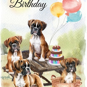 Boxer Dog "happy Birthday" Card (6" X 4") With Envelope - Blank Inside ...