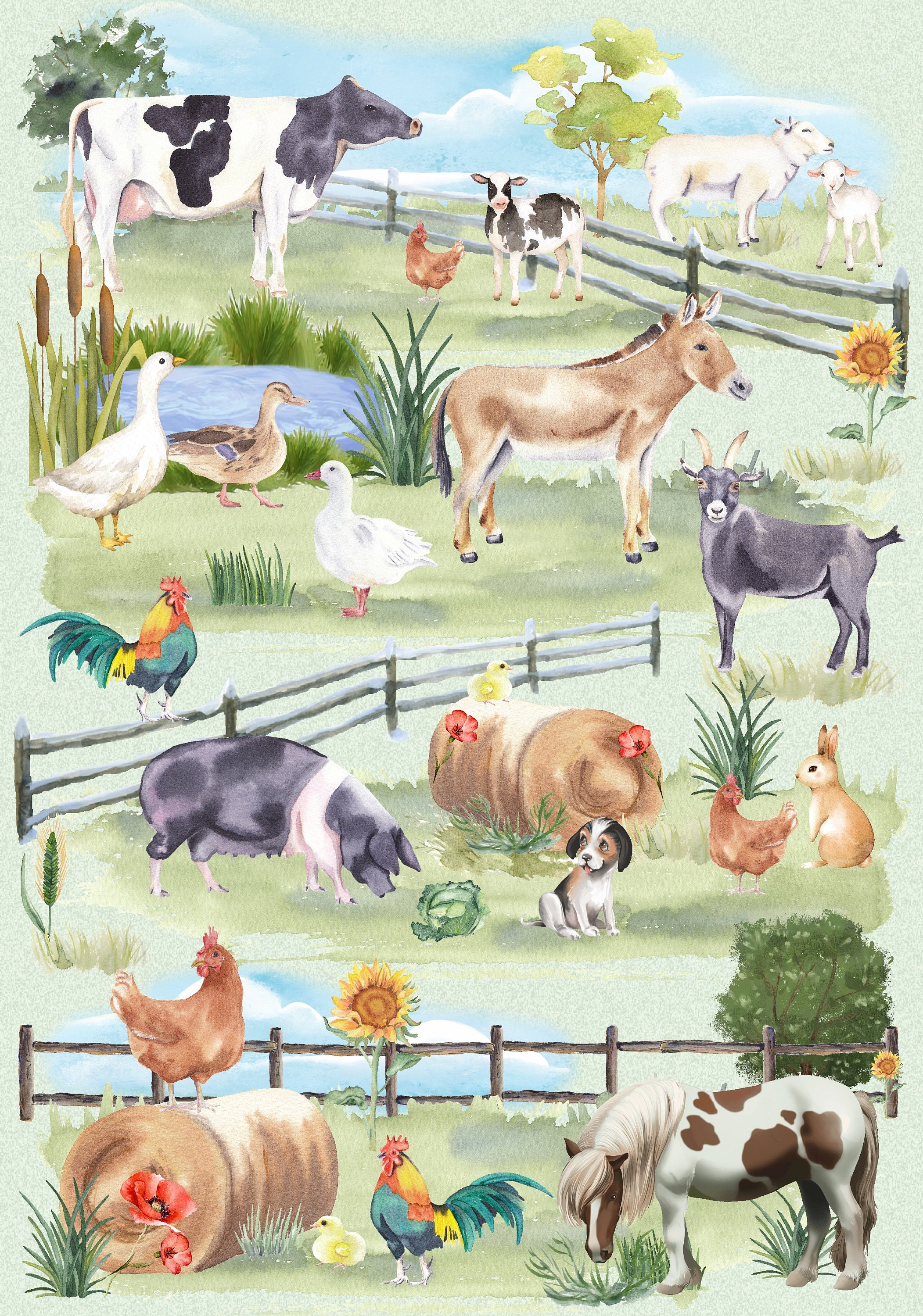 Farm Animals Gift Wrapping Paper With Matching Gift Card - Make Your ...