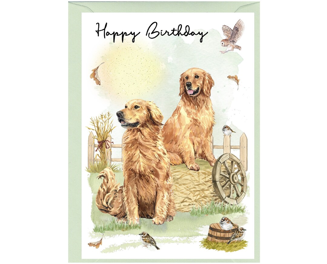 Golden Retriever Dog happy Birthday Card 6 X 4 With Envelope Blank ...
