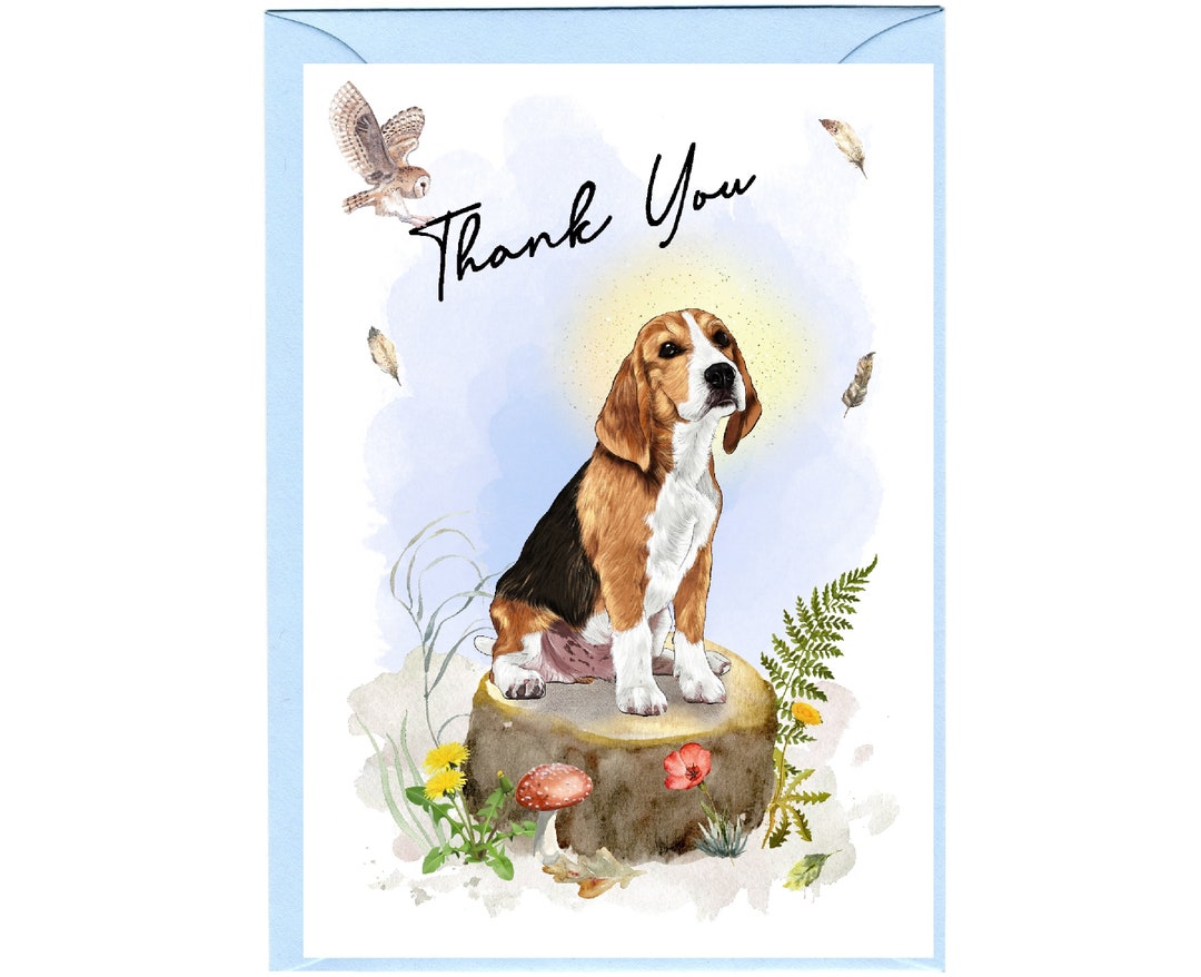 Beagle Dog "thank You" Card (6" X 4") With Envelope - Blank Inside for ...