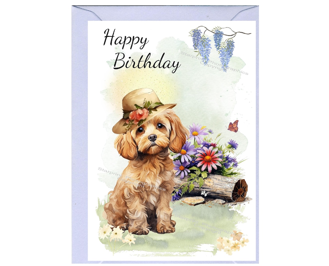 Cavapoo / Doodle Dog "happy Birthday" Card (6" X 4") With Envelope ...