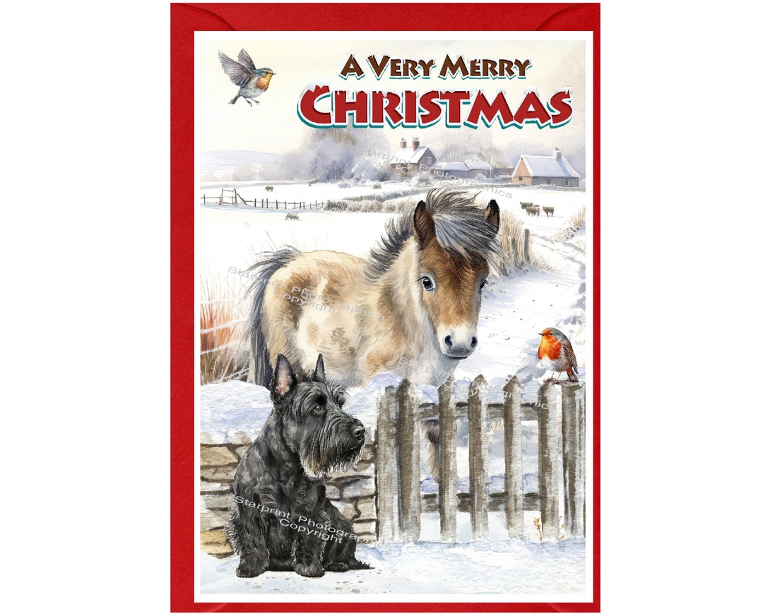 Scottish Terrier / Scottie Dog Christmas Card (6" X 4") Blank Inside ...
