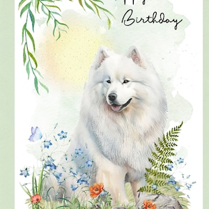 Samoyed Dog happy Birthday Card 6 X - Etsy