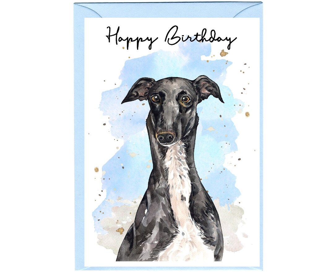 Greyhound Dog happy Birthday Card 6 X - Etsy