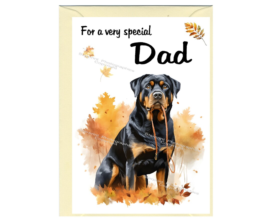 Rottweiler Dog Blank Card /notelet for DAD (6" X 4") With Envelope ...
