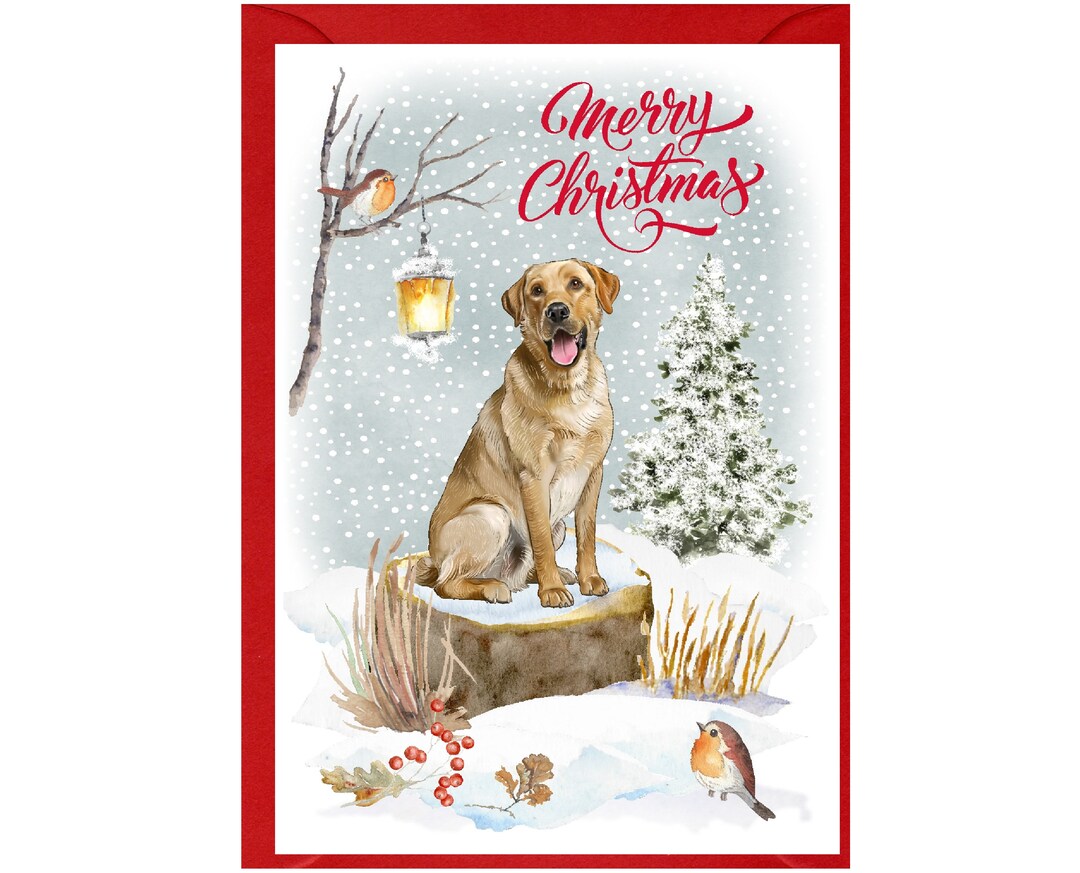 Labrador Retriever (yellow/golden) Dog Christmas Card (6" X 4") Blank ...