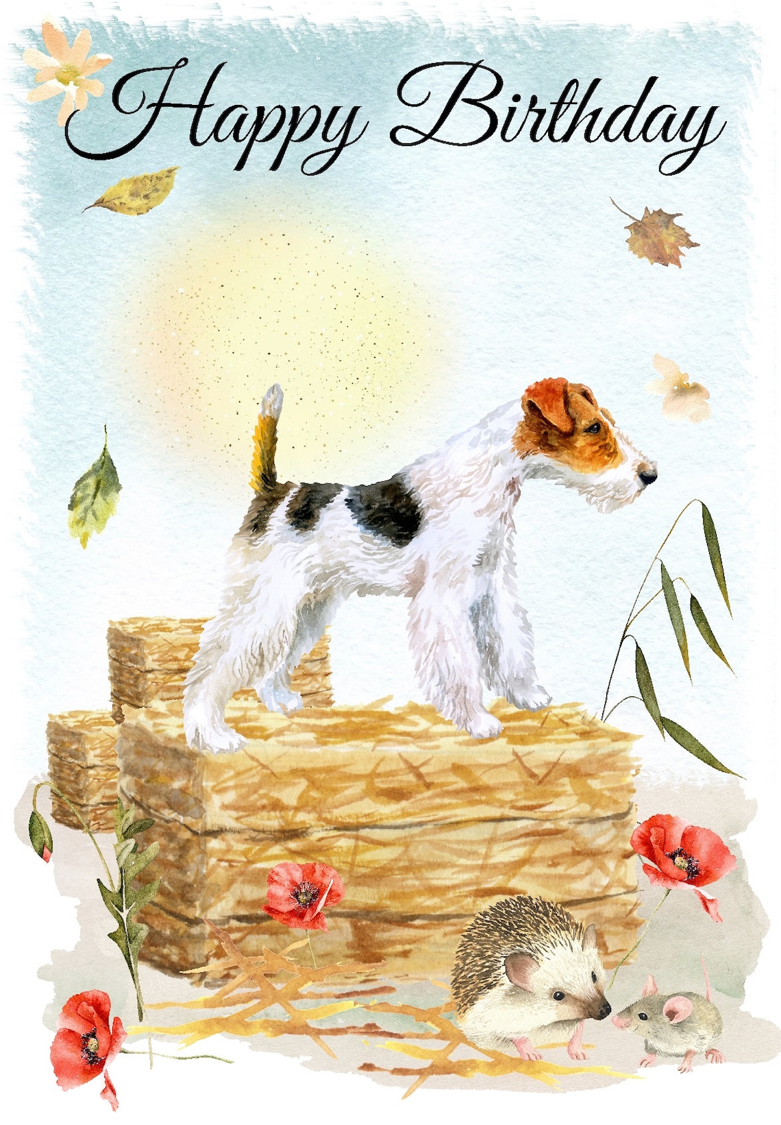 Wire Fox Terrier Dog "happy Birthday" Card (6"x 4") With Envelope ...