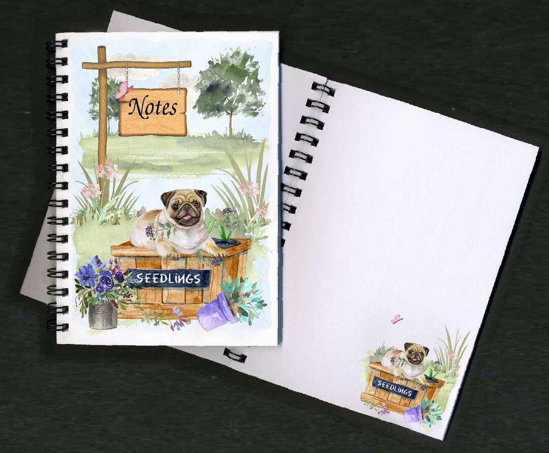 Pug Dog Notebook / Notepad "landscape Gardener Design" With Picture on ...