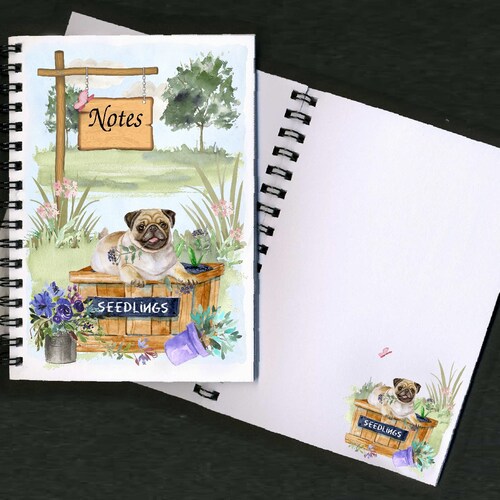 Pug Dog Notebook / Notepad landscape Gardener - Etsy