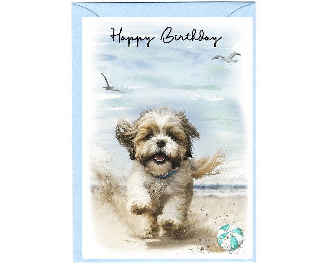 Lhasa Apso Dog "happy Birthday" Card (6"x 4") With Envelope. Blank ...