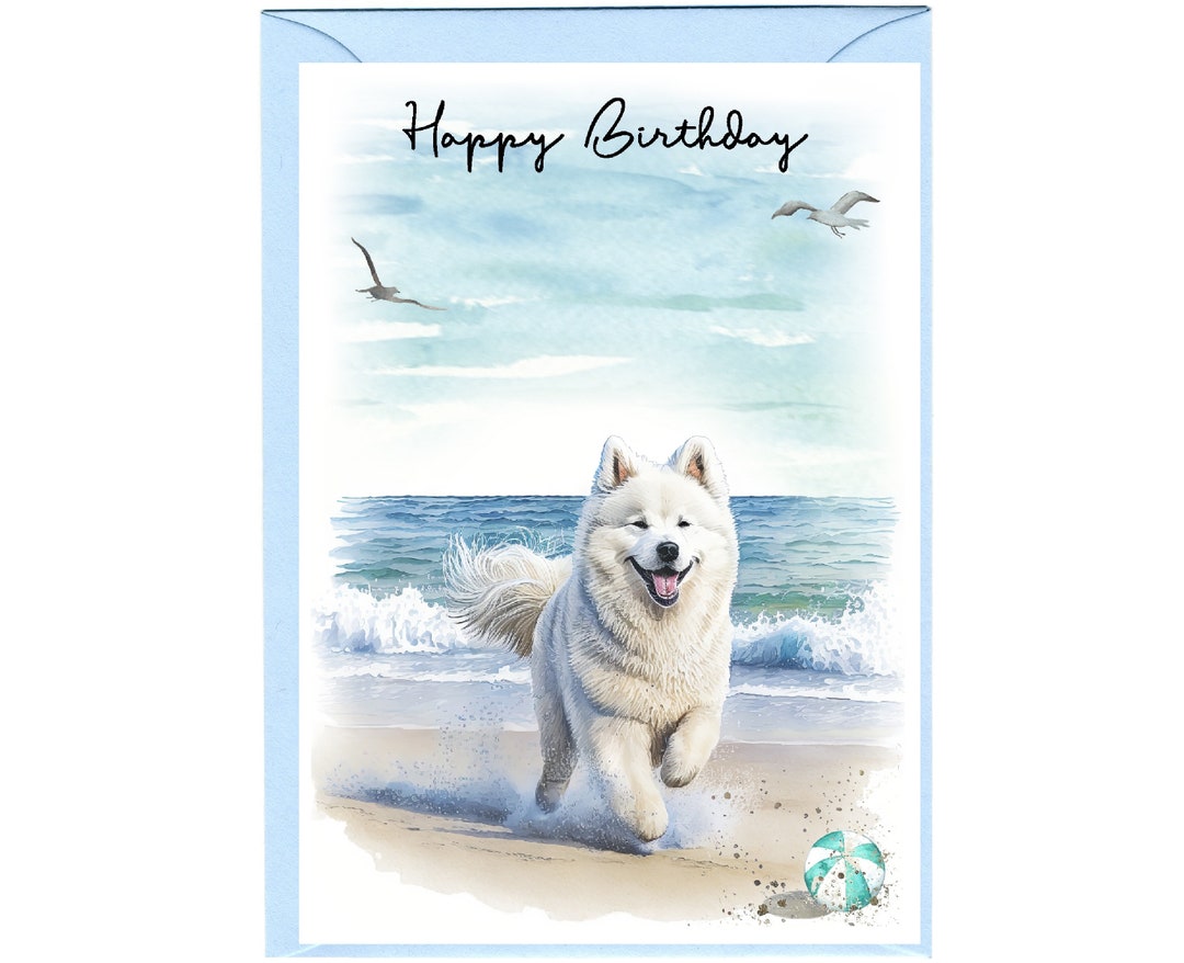 Samoyed Dog "happy Birthday" Card (6" X 4") With Envelope - Blank ...