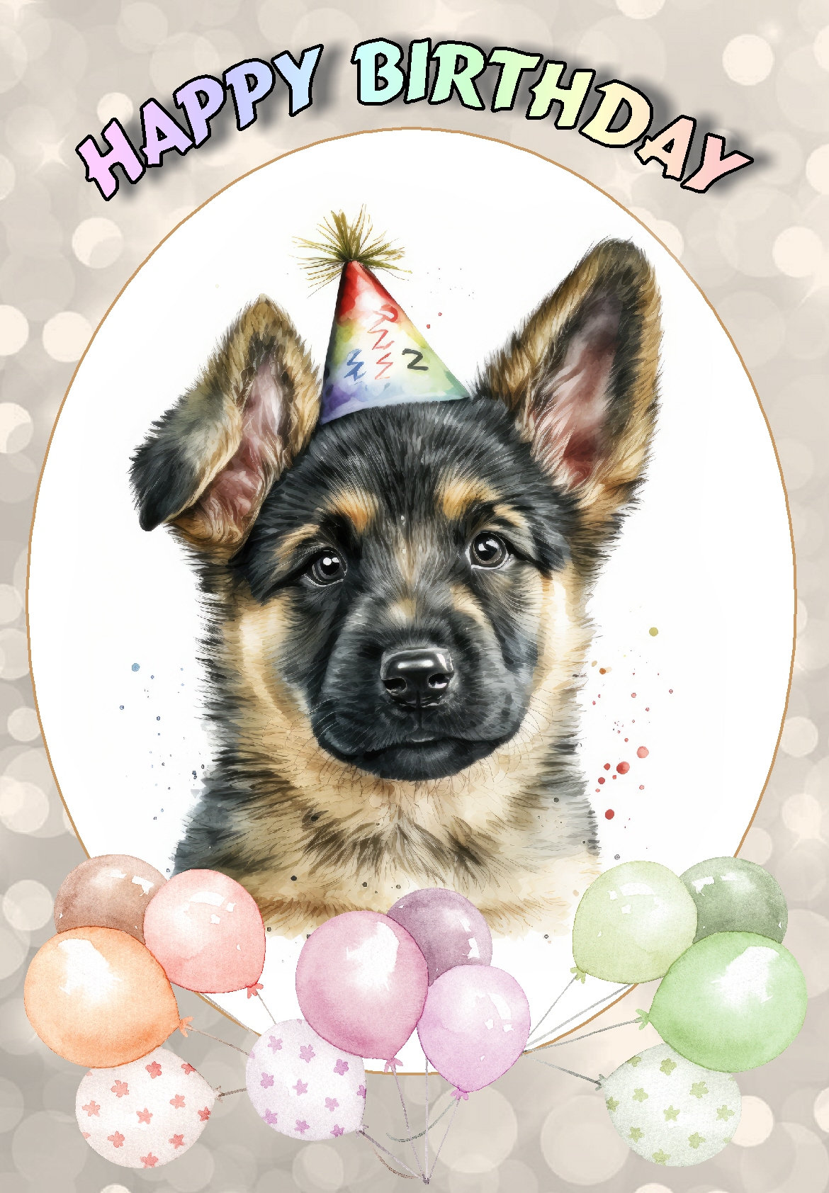 German Shepherd Dog happy Birthday Card 6 X - Etsy