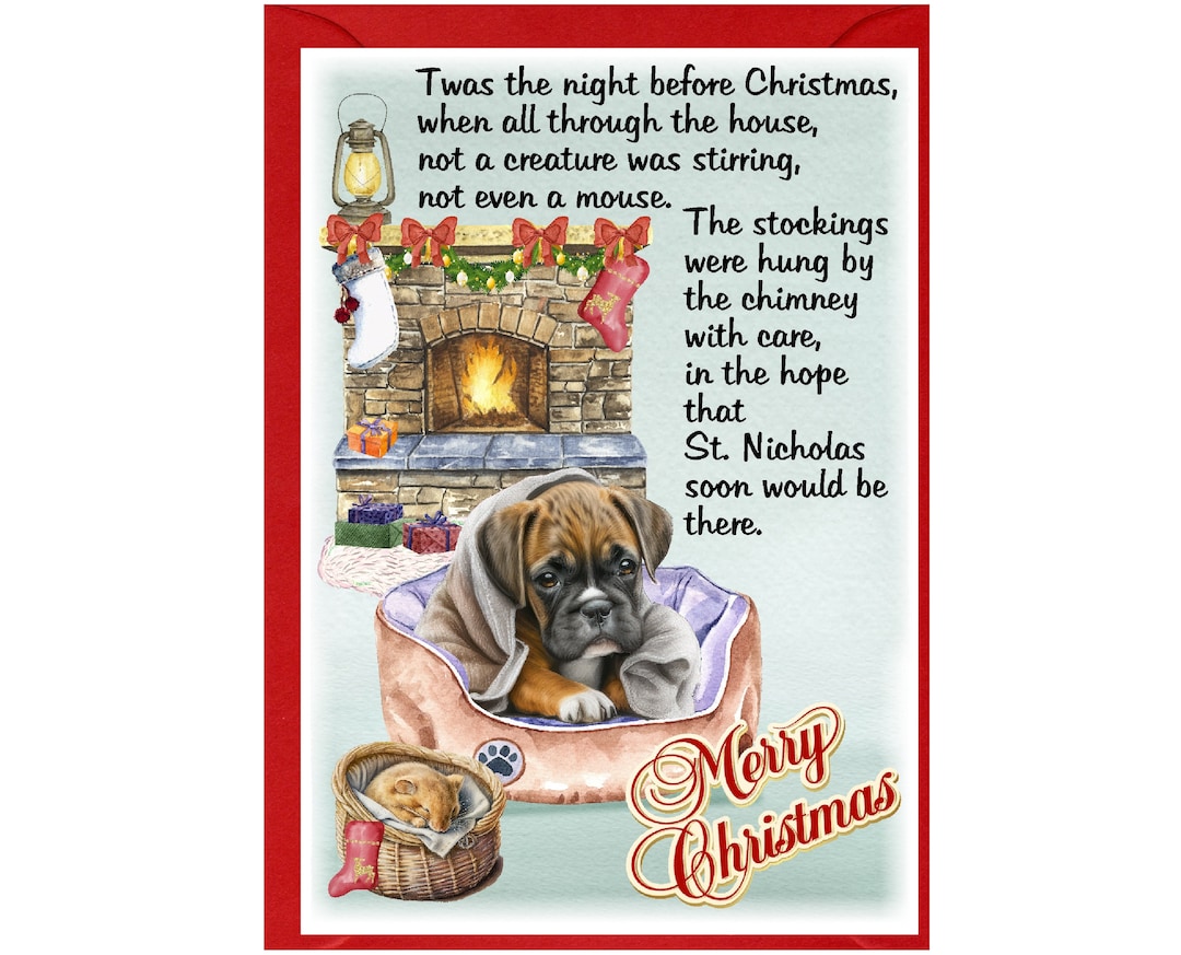 Boxer Dog Christmas Card (6" X 4") Blank Inside - With Envelope ...