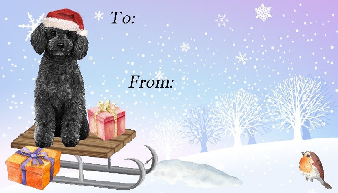 Poodle (black) Dog Christmas Gift Labels, Peel off Self Adhesive, 2 ...
