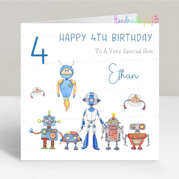 Robot Birthday Card - Etsy