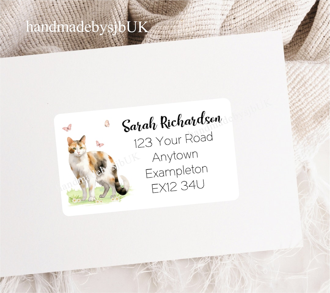 Calico Cat Personalised Address Labels, 42 Custom Return Labels (2 A4 ...