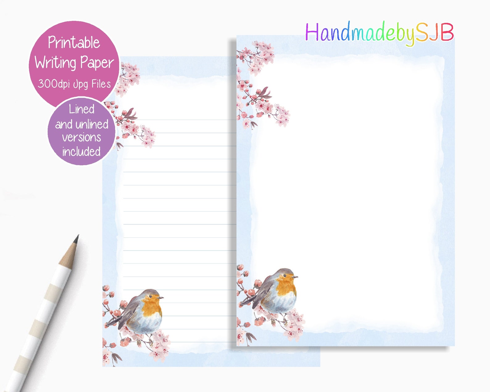 Robin Printable Writing Paper/digital Download Note - Etsy