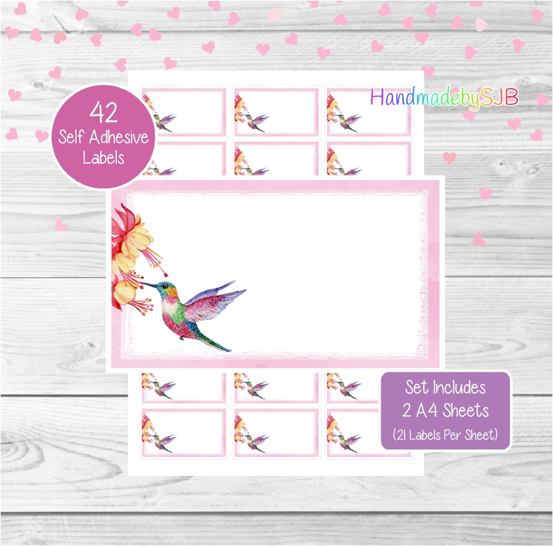 Hummingbird/tropical Bird Labels, 42 Blank Multi Purpose Stickers (2 A4 ...