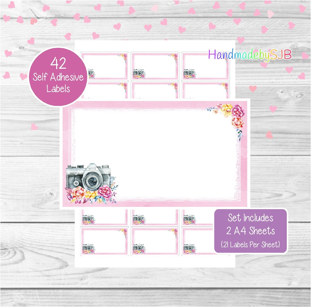 Camera Labels, 42 Blank Multi Purpose Stickers (2 A4 Sheets, 21 per ...