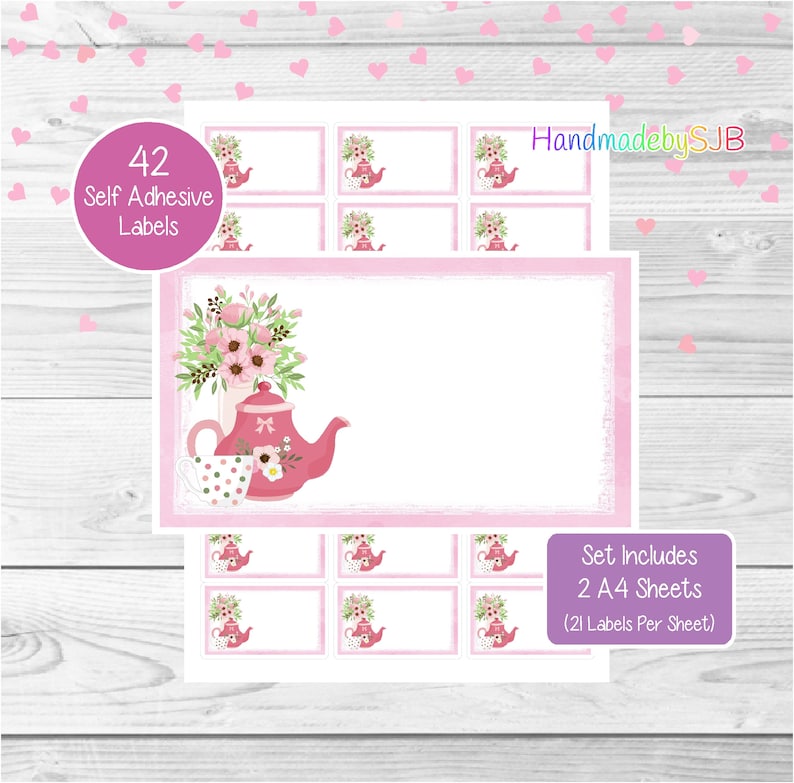 Tea Time/teapot Labels, 42 Blank Multi Purpose Stickers (2 A4 Sheets ...