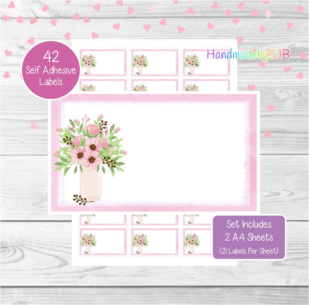 Floral/flower Labels, 42 Blank Multi Purpose Stickers (2 A4 Sheets, 21 ...