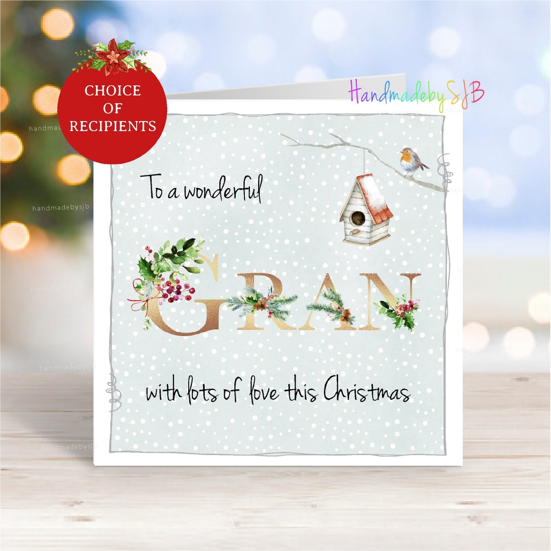 Gran/grandma/granny Christmas Card, 'to A Wonderful' Greeting Card, 6 ...