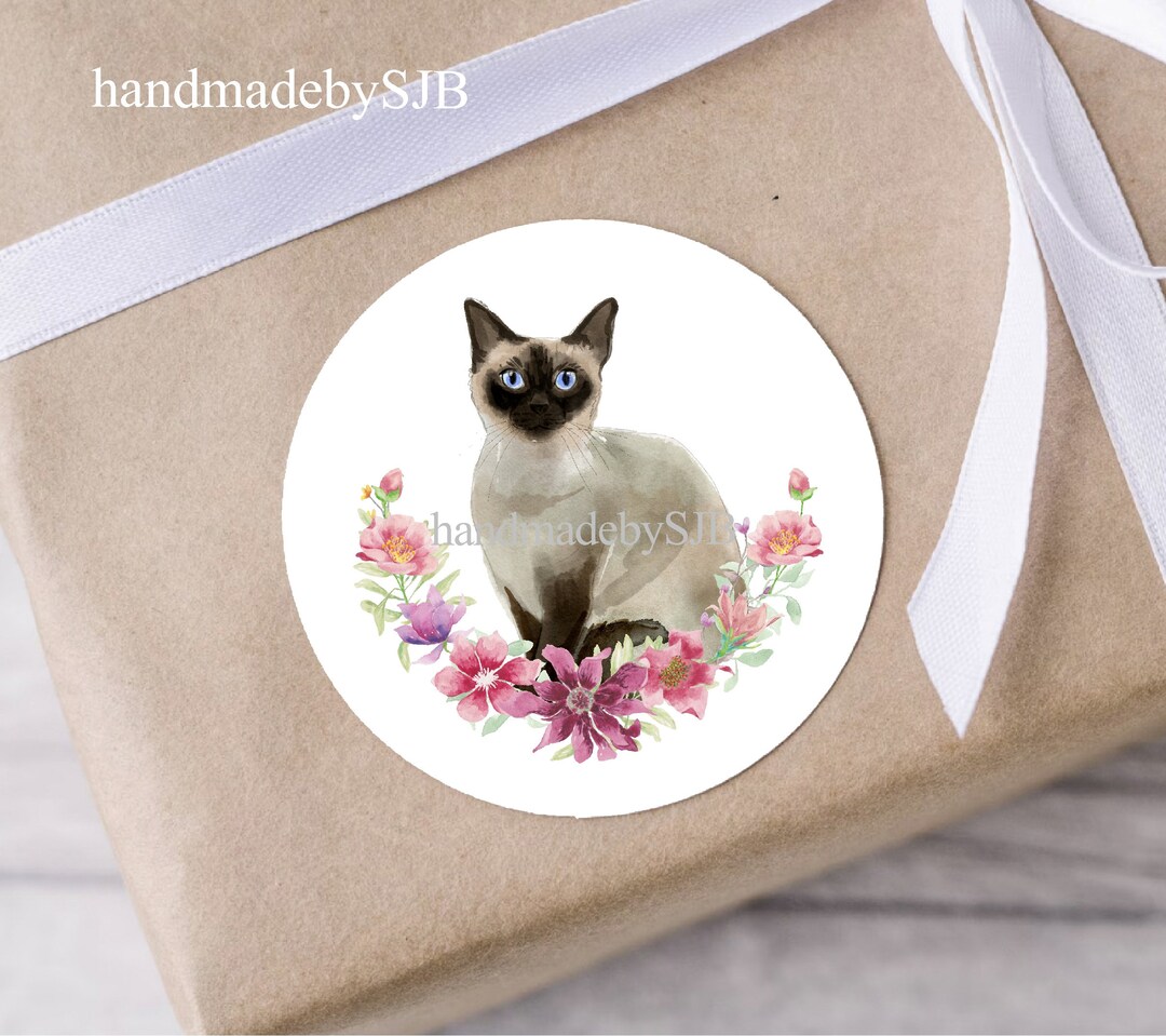 Siamese Cat Stickers, 40mm (1.5 Inches), Matte Finish, 48 Stickers (2 ...