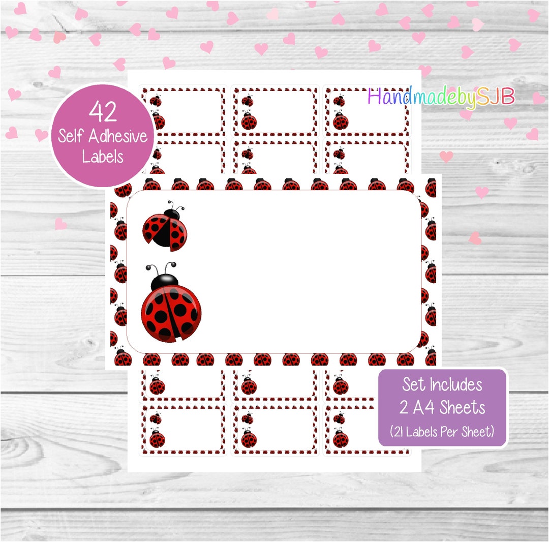 Ladybird/ladybug Labels, 42 Blank Multi Purpose Stickers (2 A4 Sheets ...