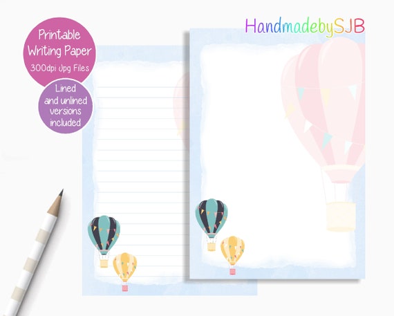 Hot Air Balloon Writing Paper