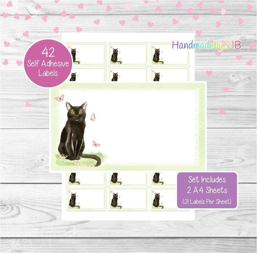 Bombay/black Cat Labels, 42 Blank Multi Purpose Stickers (2 A4 Sheets ...