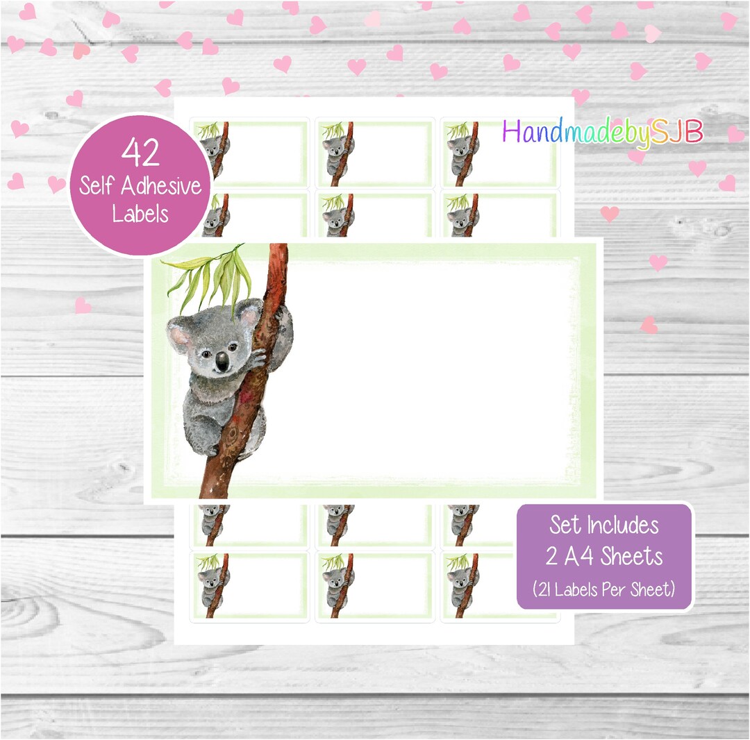 Koala Labels, 42 Blank Multi Purpose Stickers (2 A4 Sheets, 21 per ...