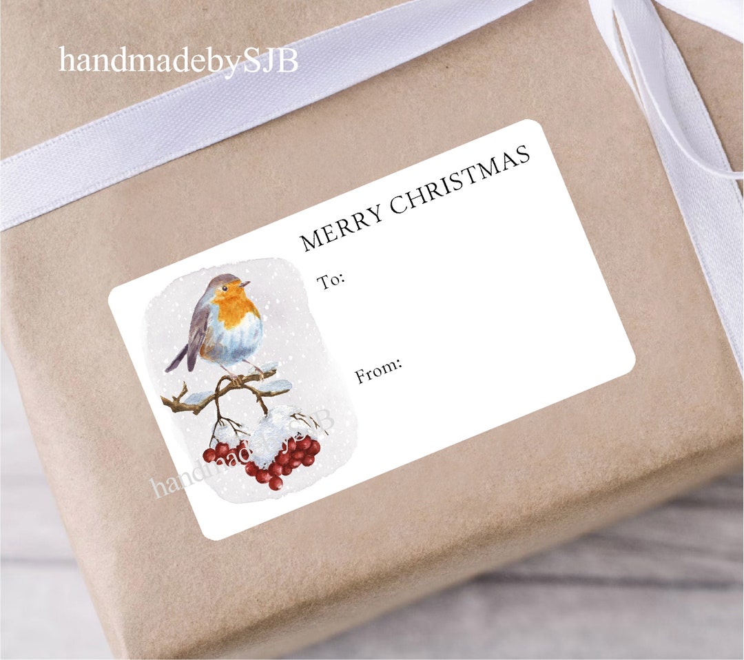 Winter Robin Christmas Gift Labels, 42 Self Adhesive Stickers, Matte ...