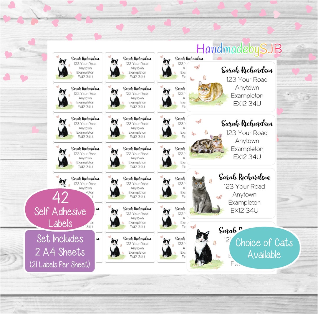 British Shorthair/domestic Tabby Cat Personalised Address Labels, 42 ...