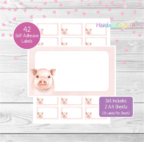Pig Labels 42 Blank Multi Purpose Stickers 2 A4 Sheets 21 | Etsy